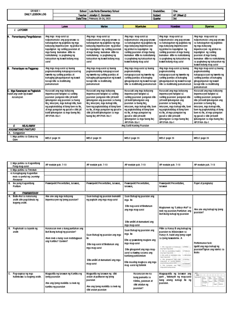Q3 DLL Ap1 Week-2 | PDF