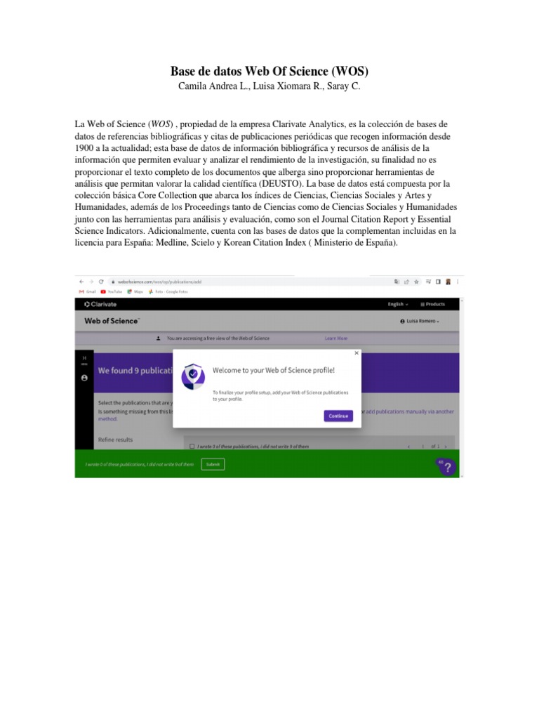 Base de Datos Web of Science | PDF