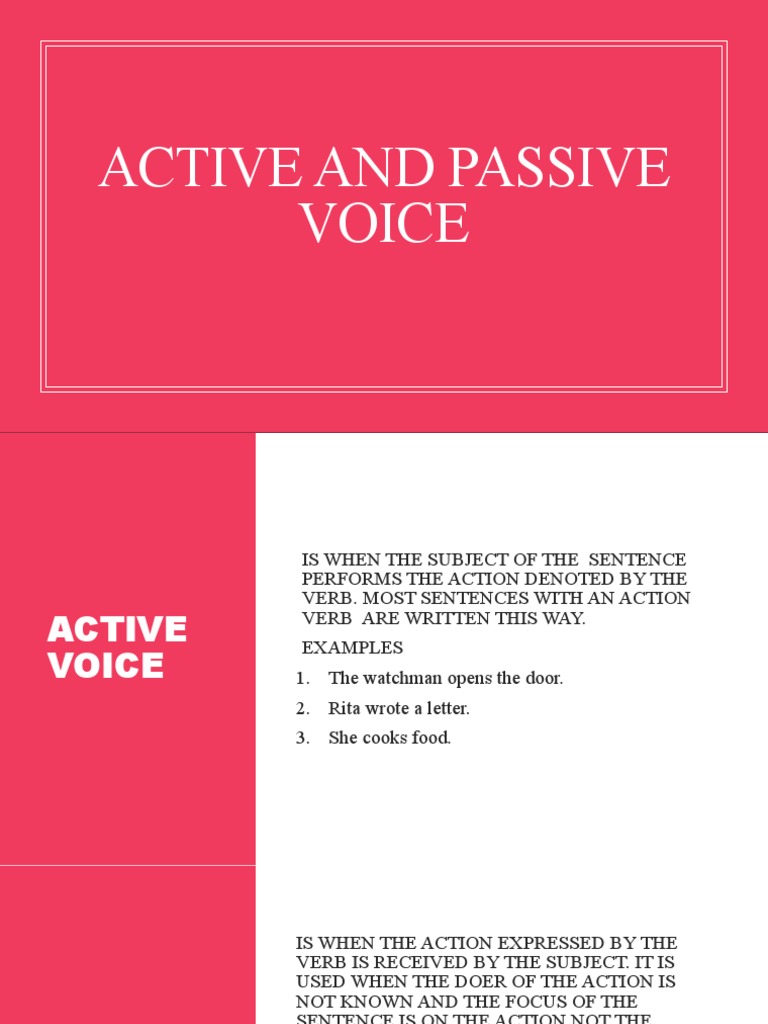 Active and Passive Voice | PDF | Verb | Subject (Grammar)