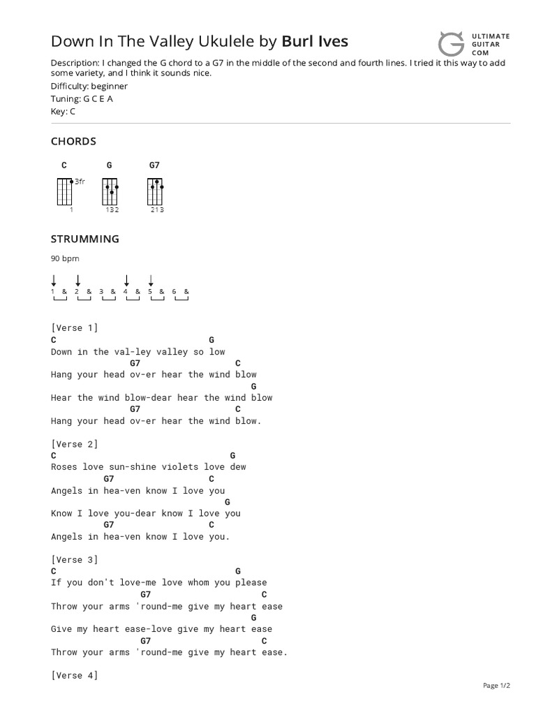 Down in the Valley Ukulele Chords | PDF