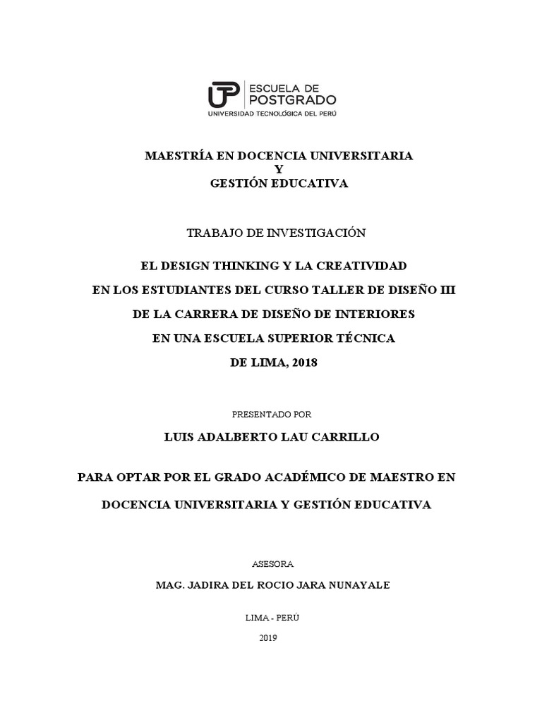 Luis Lau Trabajo de Investigacion Maestria 2019 | PDF | Diseño | El ...
