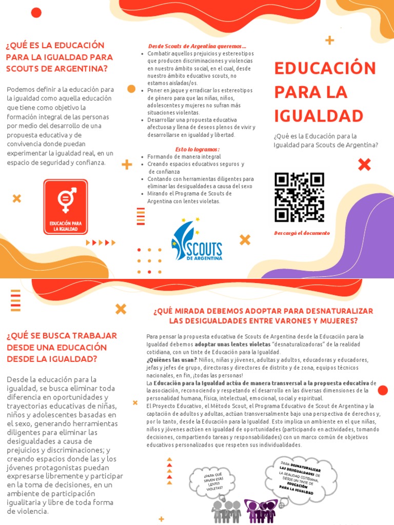 Folleto Triptico Educacion para La Igualdad | PDF | Igualdad de género | Estudios de género