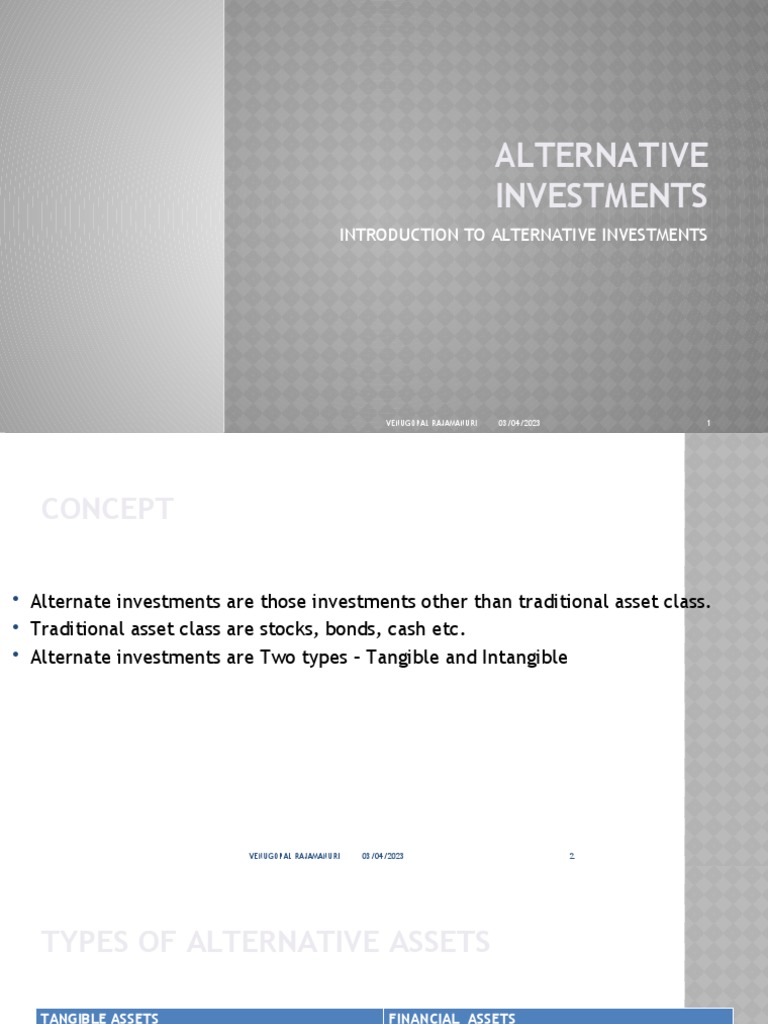 Overview of Alternative Investments | PDF | Capital Gains Tax | Investing