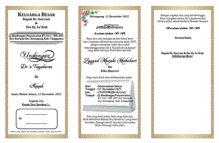 Undanga Doa Tasyakuran & Aqiqah | PDF