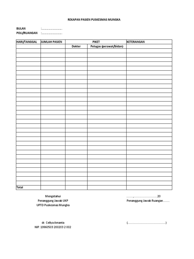 Form Rekapan Pasien | PDF
