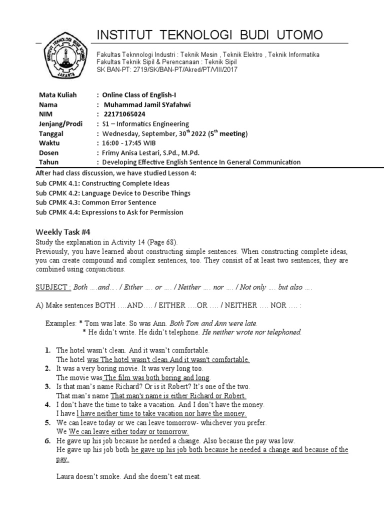 K2 TEKNIK INFORMATIKA - Weekly Task #4 | PDF