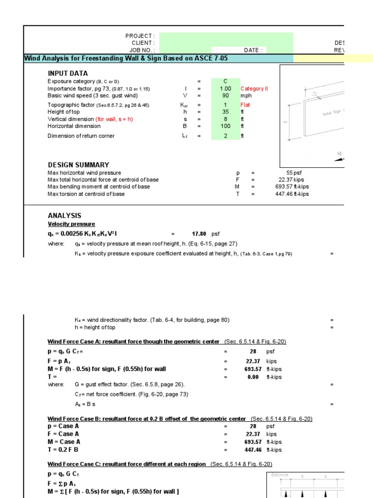 Wind Analysis for Wall & Sign Design | PDF | Mechanical Engineering | Wound