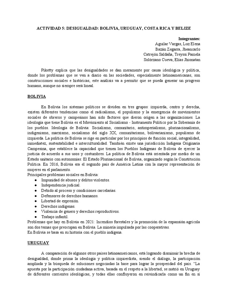 Actividad 5 - Desigualdad en Latinoamérica | PDF | Desigualdad ...