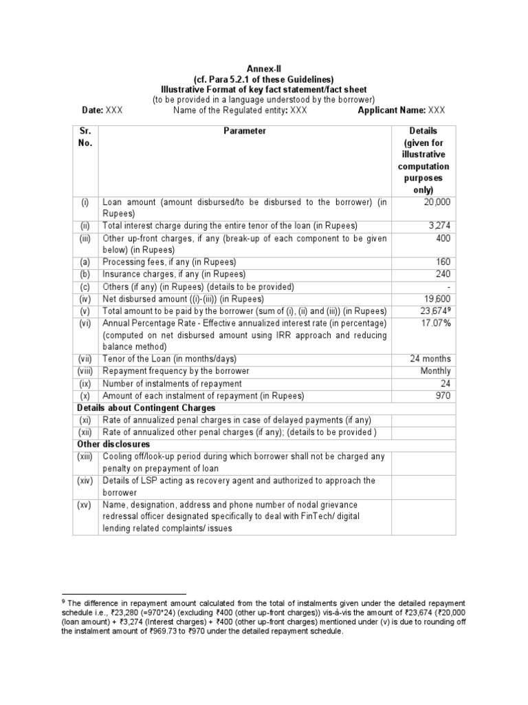 DigitalLending02092022 - A2 KEY FACT STT For Loans | Download Free PDF ...