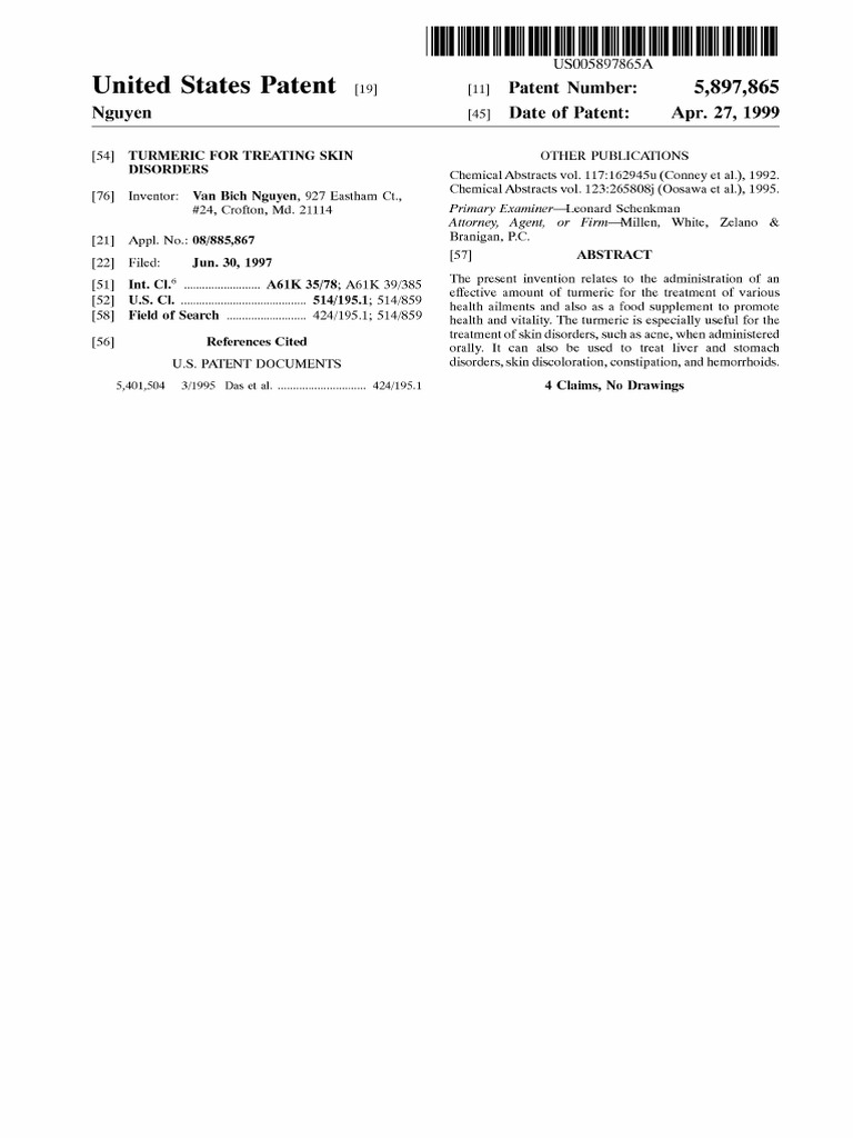 Turmeric Patent | PDF | Topical Medication | Dose (Biochemistry)