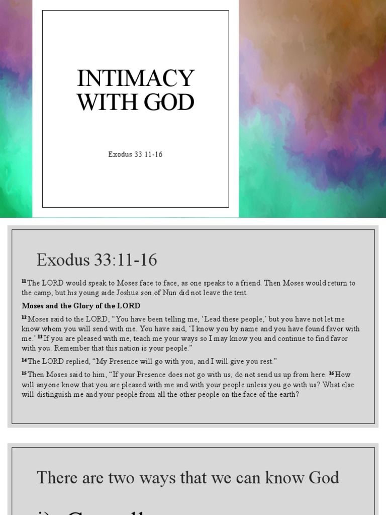 Intimacy With God | PDF | Jesus | The Exodus