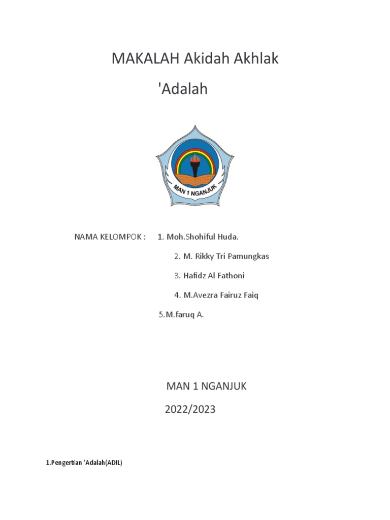 MAKALAH Akidah-Apa Itu ADIL Kelompok 4 | PDF | Karier & Perkembangan | Sains & Matematika