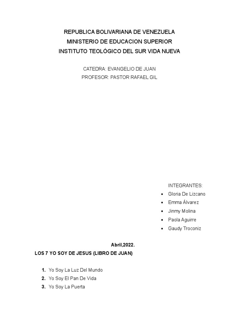 Los 7 Yo Soy de Jesus | PDF | Jesús | Dios