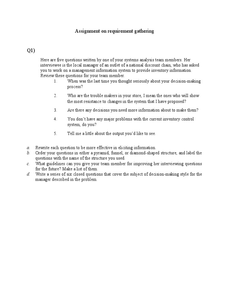 Assignment On Requirement Gathering | PDF | Career & Growth | Computers
