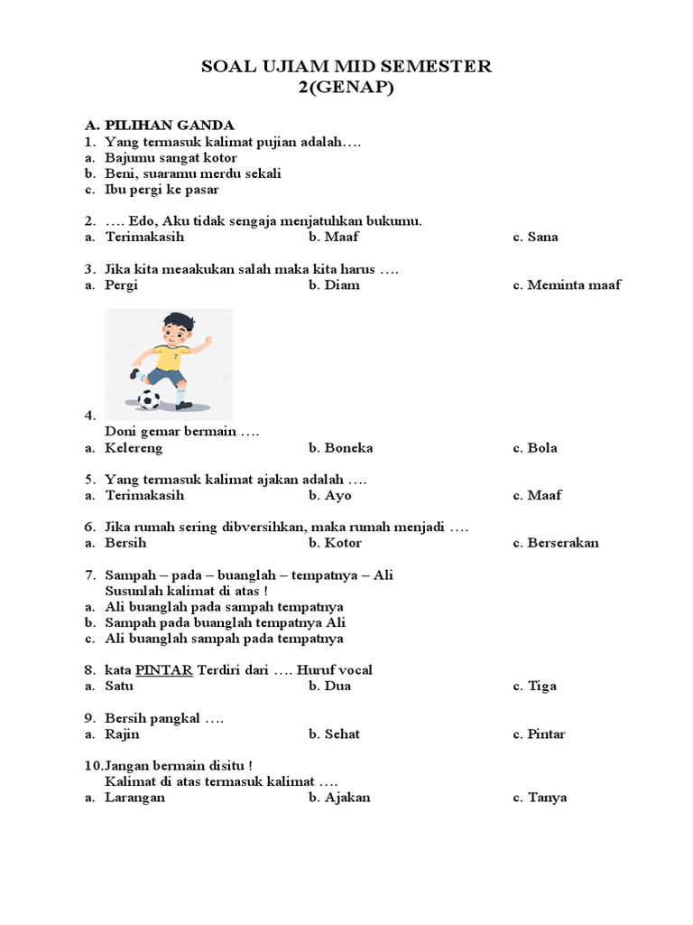 Soal Ujian Mid Semester Genap Bahasa Indonesia | PDF | Griya & Taman | Seni