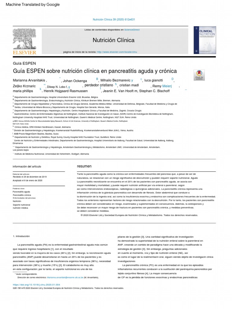 Guia Pancreatitis Cronica y Aguda | PDF | Páncreas | Nutrición