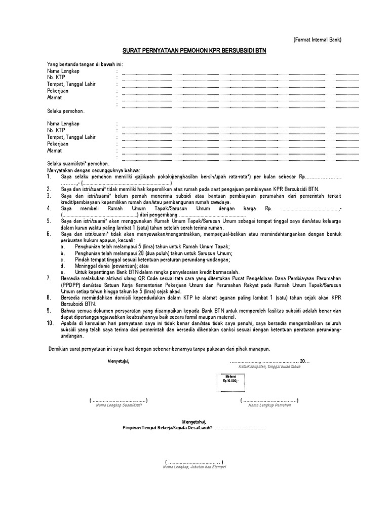 BERKAS KPR TTD TEMPAT KERJA | PDF