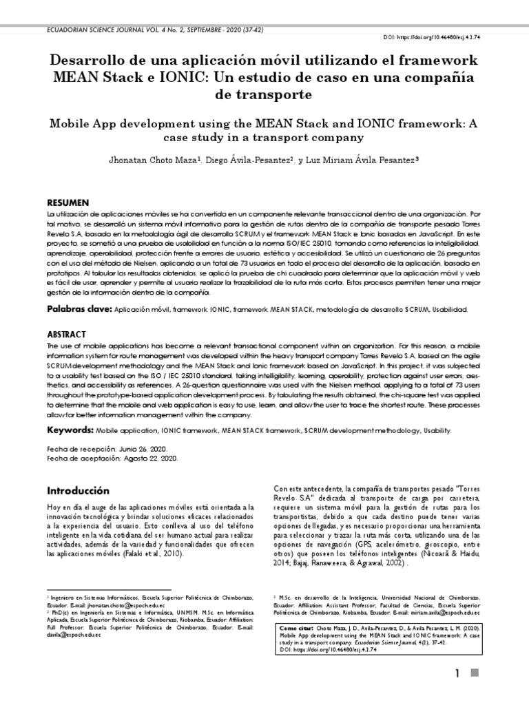 Desarrollo de Una Aplicación Móvil Utilizando El Framework MEAN Stack e IONIC Un Estudio de Caso ...