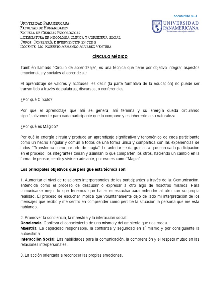 Circulo Magico | PDF | Aprendizaje | Comunicación