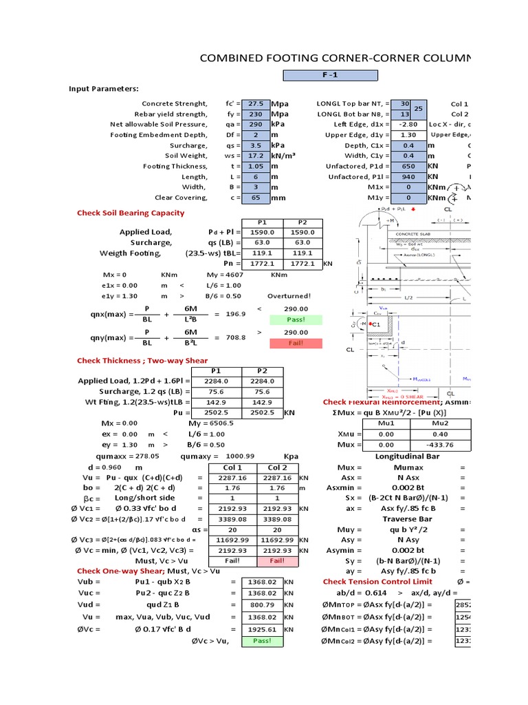 Combined Footing Corner-Corner Column | PDF | Composite Material | Pressure