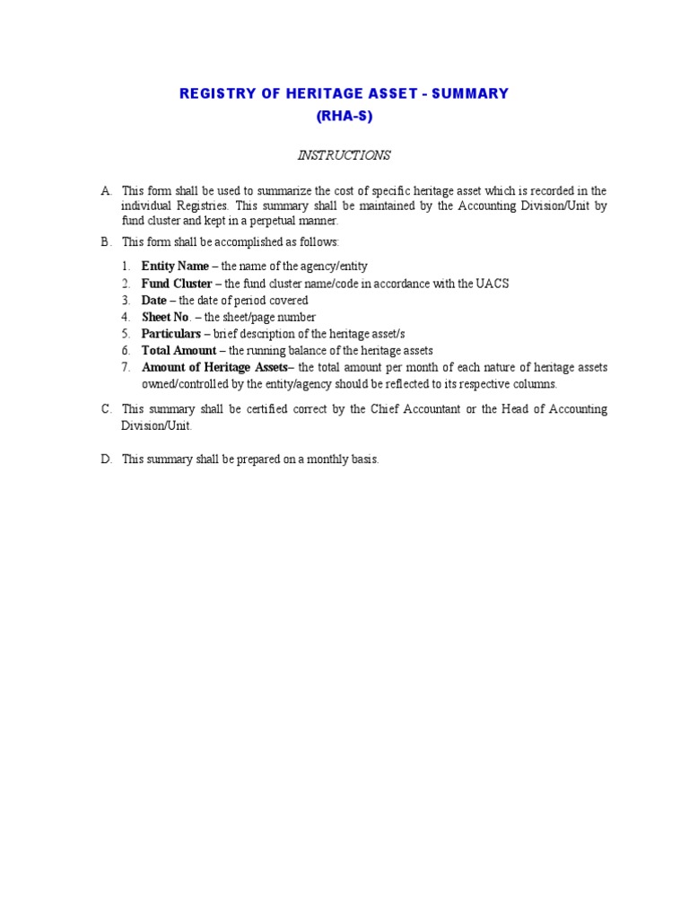REGISTRY OF HERITAGE ASSET Template | PDF