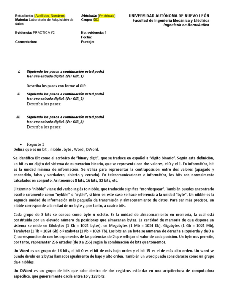 Practica 2 Adq Datos | PDF | Poco | Byte