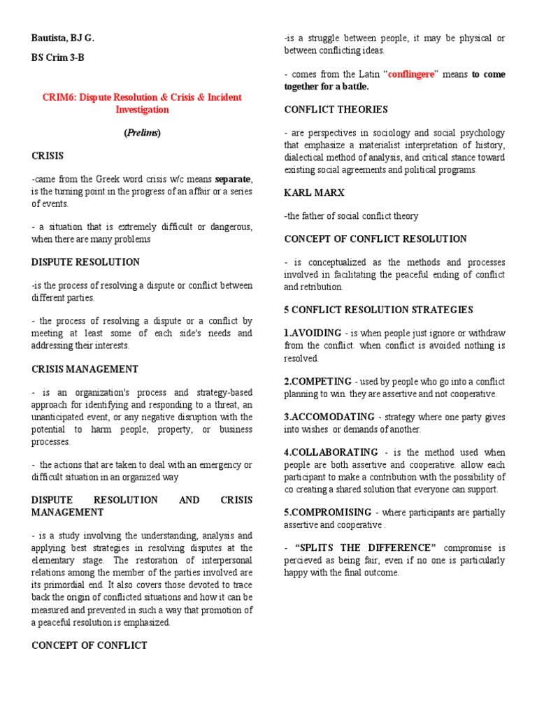 Dispute Resolution & Crisis Management Guide | PDF | Alternative ...