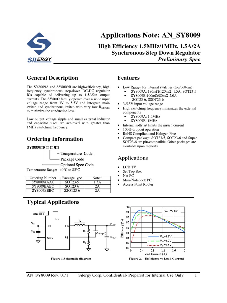 Silergy Corp SY8009BABC - C79314 | PDF | Capacitor | Inductor