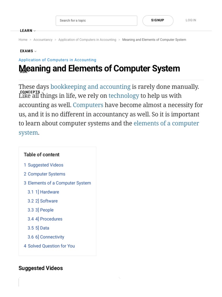 Meaning and Elements of Computer System - Hardware, Software, Data Etc | PDF | Computer Hardware ...
