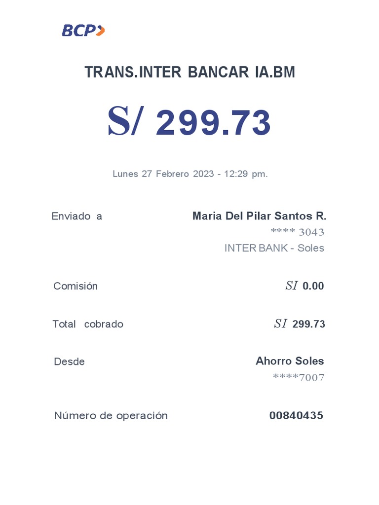 Trans - Inter Bancar Ia - BM: SI SI | PDF