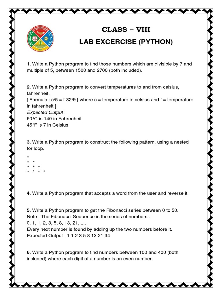 Python Practice Questions For Class 8 | PDF | Triangle | Fahrenheit