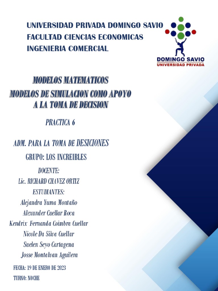 Parte 4 Modelos Matemáticos para La Toma de Decisiones | PDF | Modelo matemático | Simulación