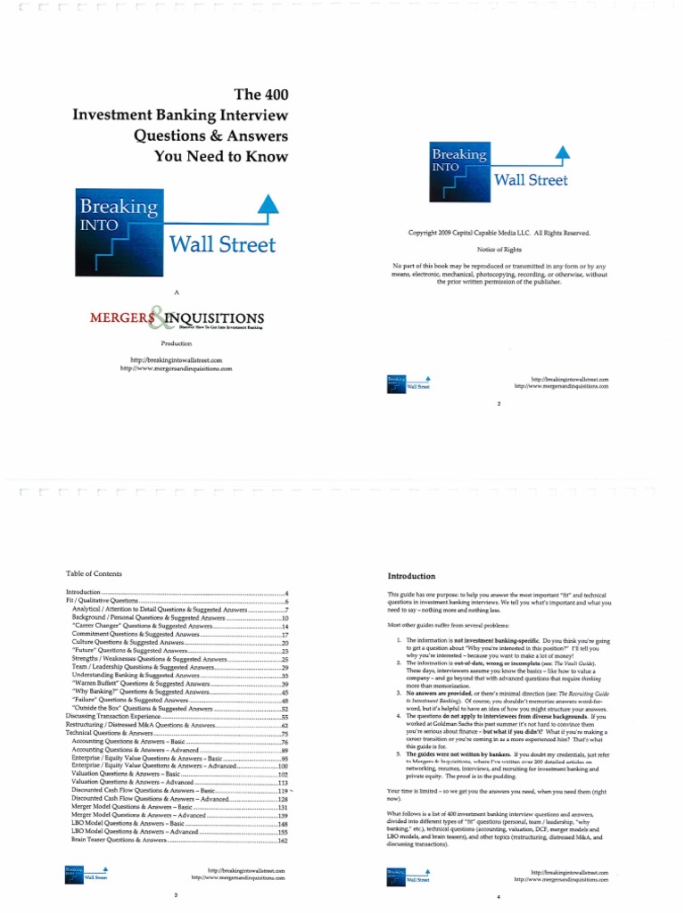 The 400 Investment Banking Interview Questions - Answers You Need To ...