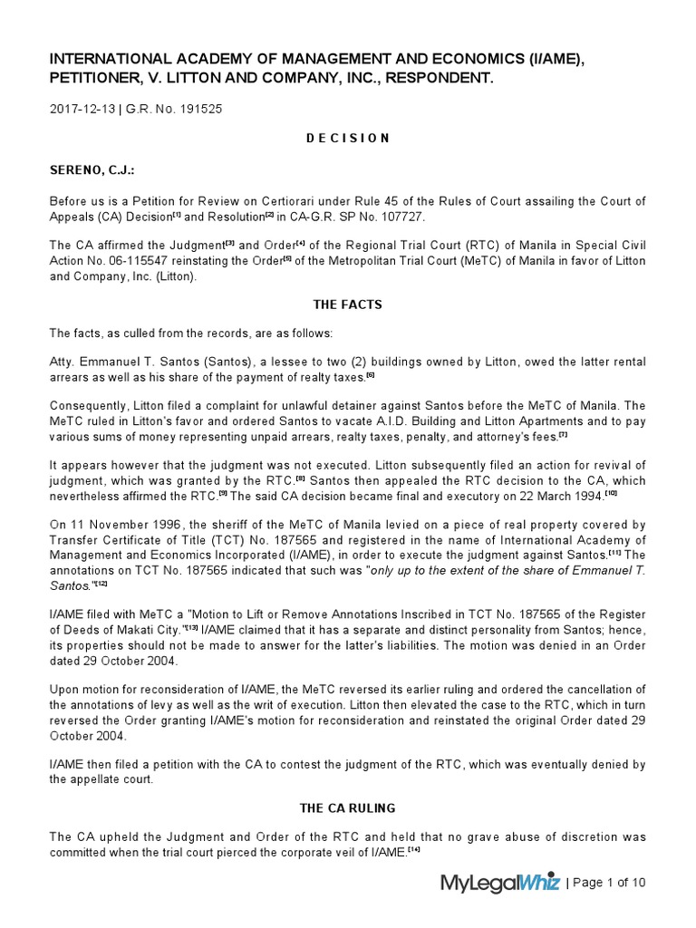 25 International Academy of Management and Economics Vs Litton and ...