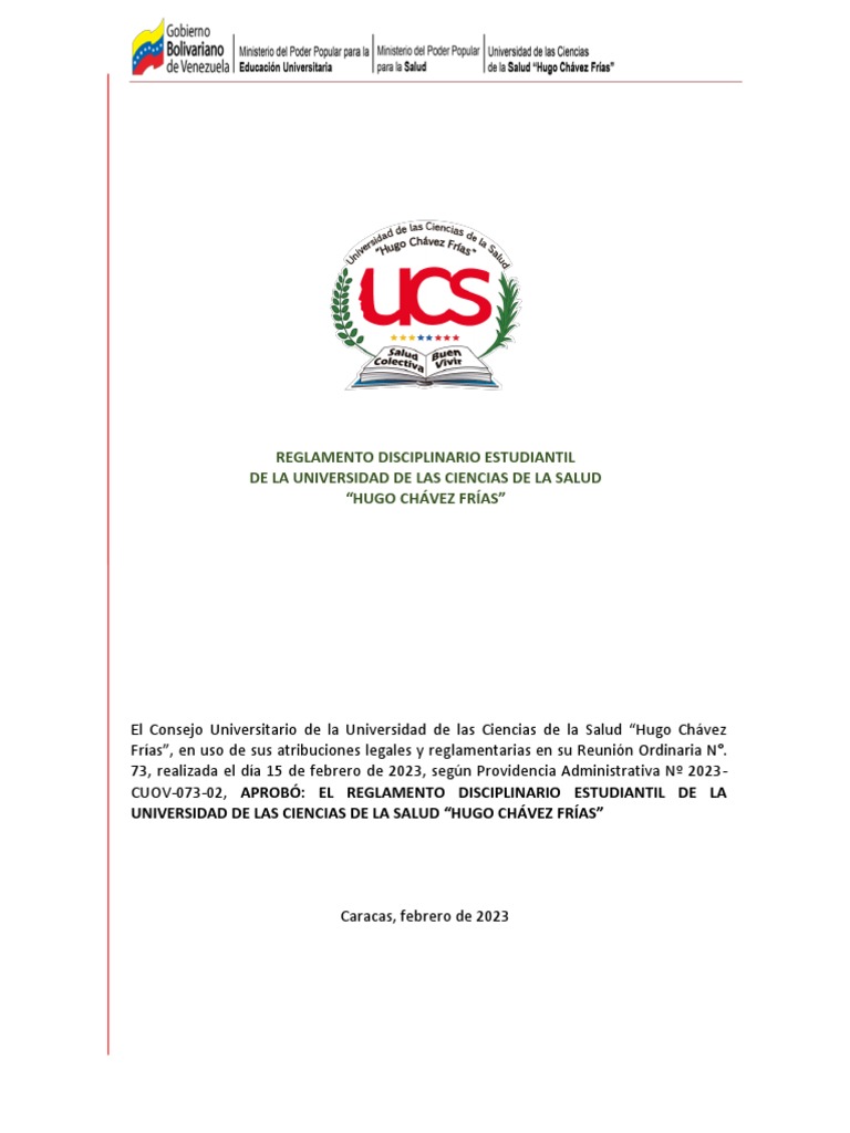 UCS - Reglamento Disciplinario Estudiantil | PDF | Disciplinas | Apelación