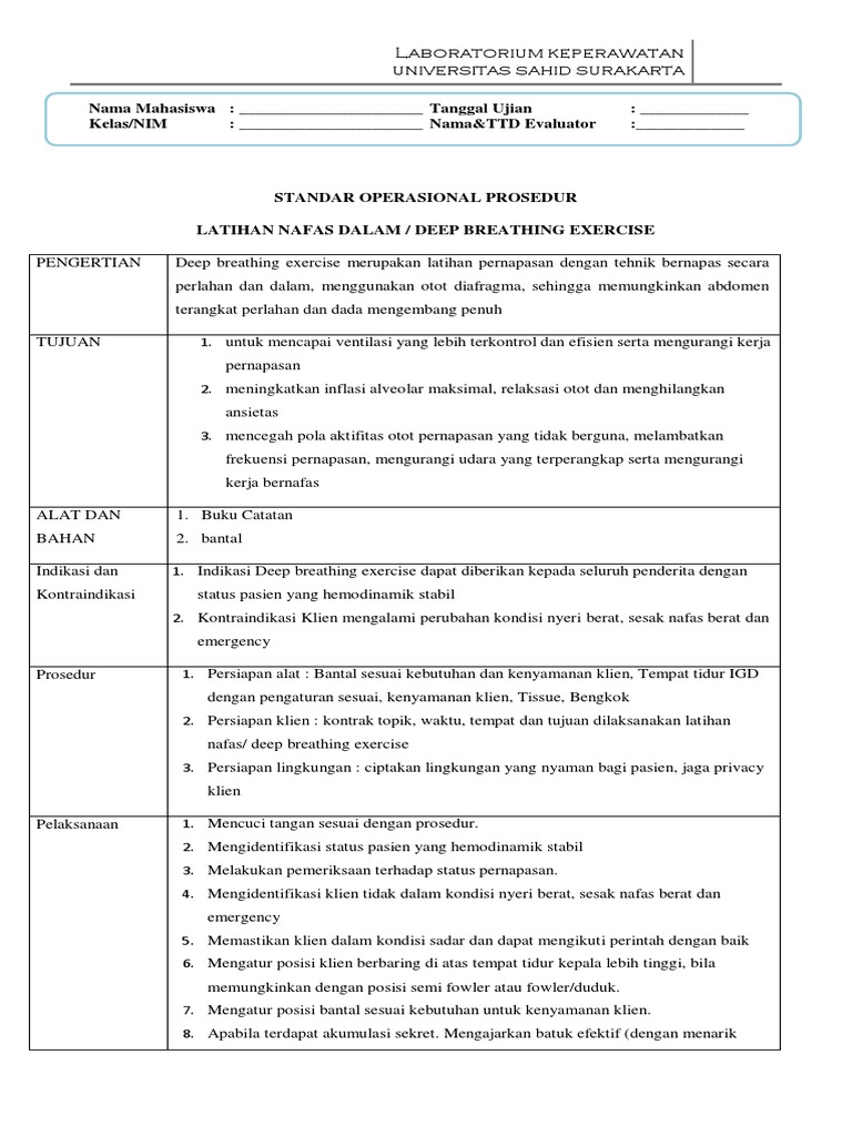 Sop Nafas Dalam | PDF | Kesehatan Holistik