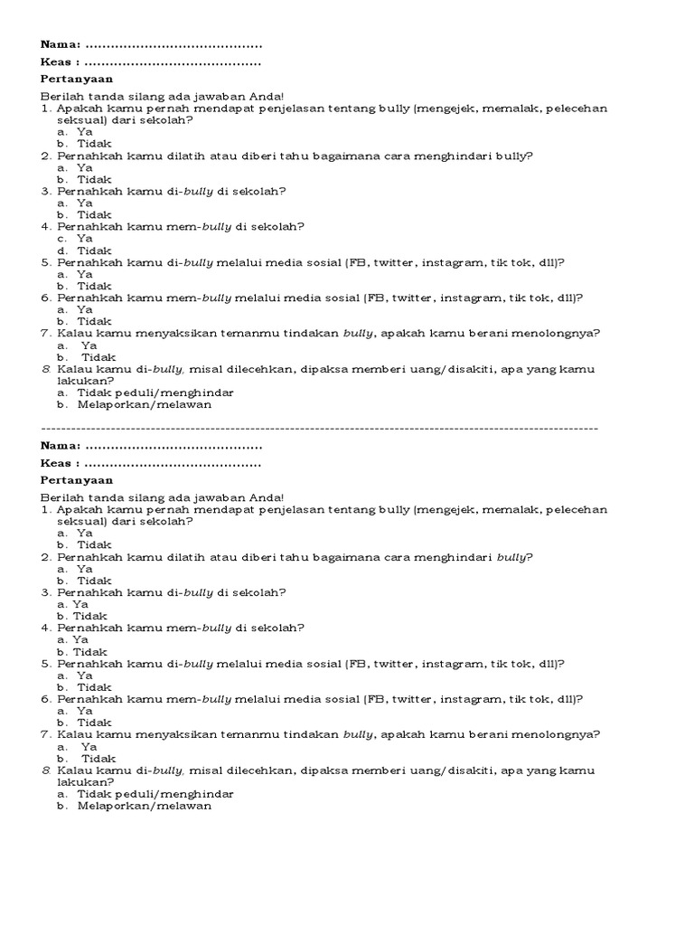 Angket Bully | PDF