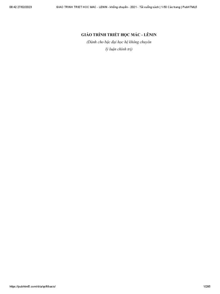 GIAO TRINH TRIET HOC MAC - LENIN - không chuyên - 2021 - Tải xuống sách - 1-50 Các trang ...