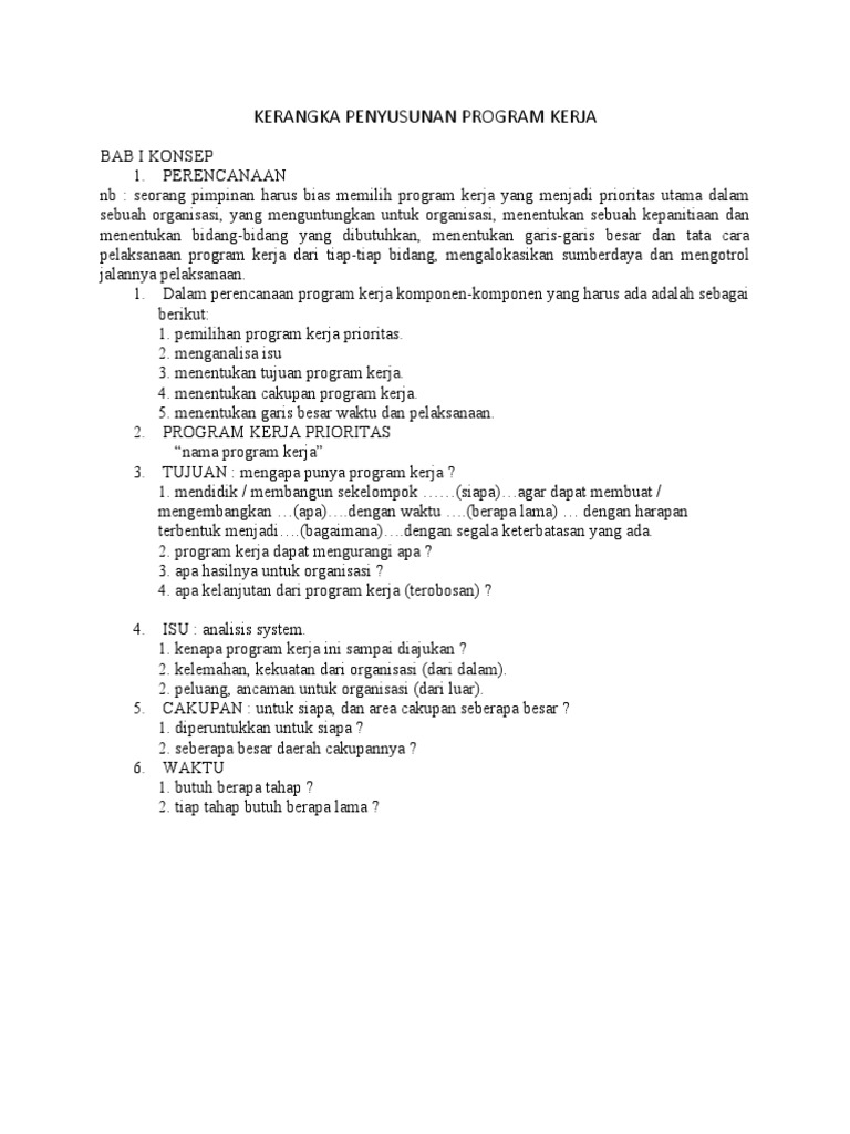 Kerangka Penyusunan Program Kerja | PDF
