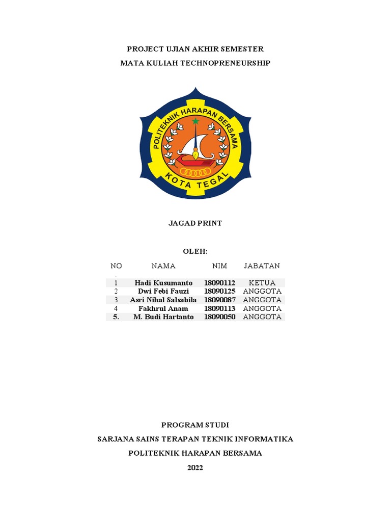 Template Uas Technopreneurship 2 21-22 | PDF