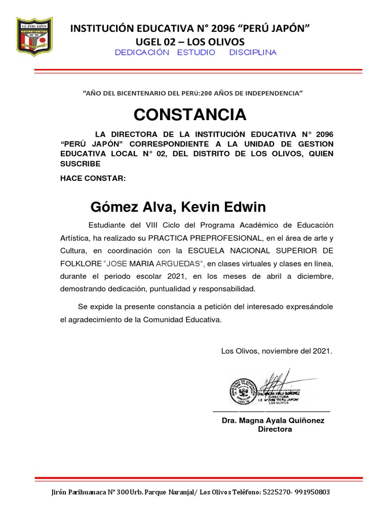 Constancia de Practicante Gomez-2021-Jma | PDF