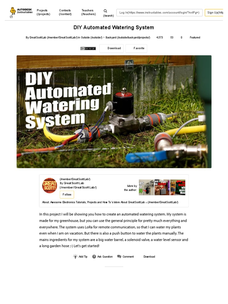 DIY Automated Watering System - 5 Steps (With Pictures) - Instructables | PDF | Computing