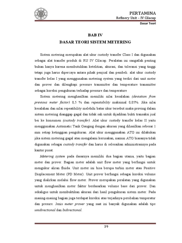 BAB IV metering system | PDF