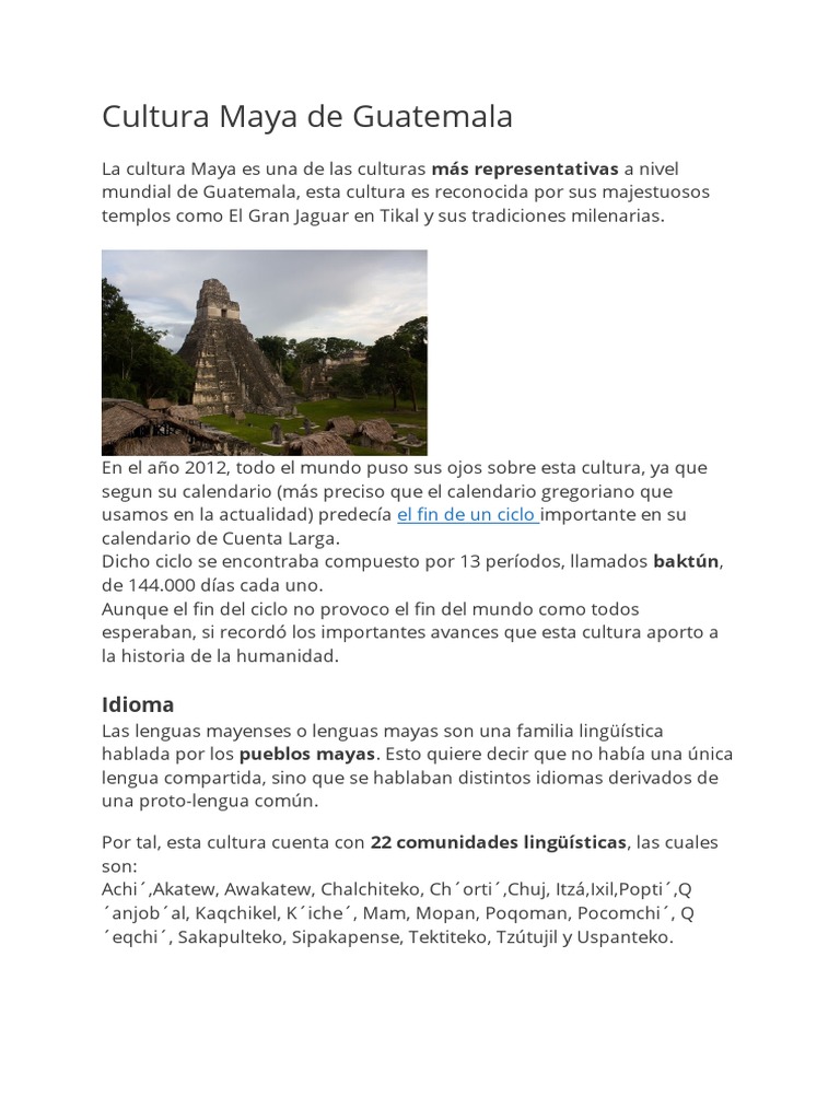 Culturas Maya de Guatemala | PDF