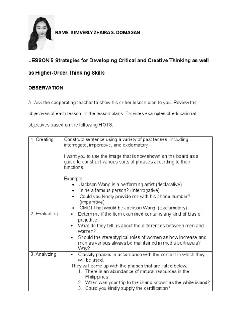 FS Lesson 5 | PDF | Thought | Critical Thinking