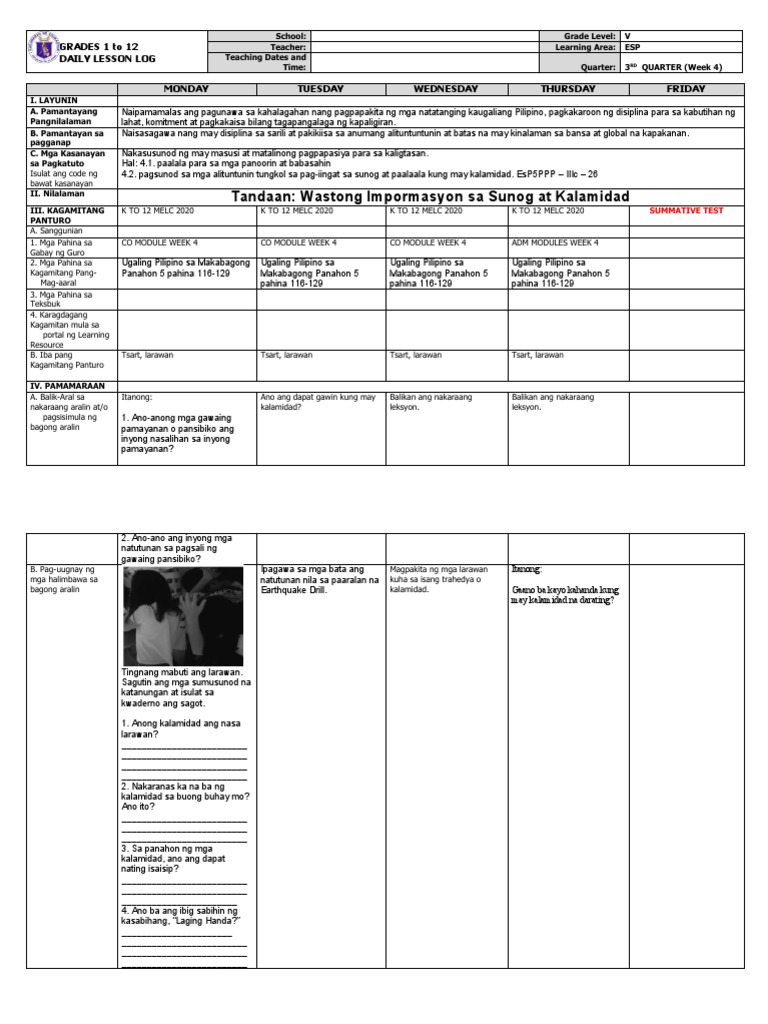 DLL Esp-5 Q3 W4 | PDF