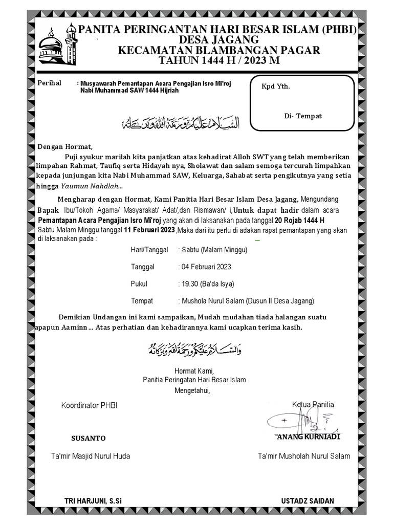 Undangan Isro' Mi'roj | PDF