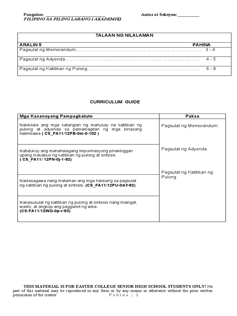 FPL Modyul 5 Stem and TVL | PDF