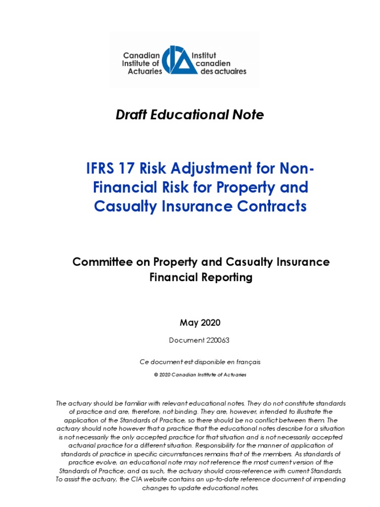 IFRS 17 Risk Adjustment For Non-Financial Risk For Property and ...
