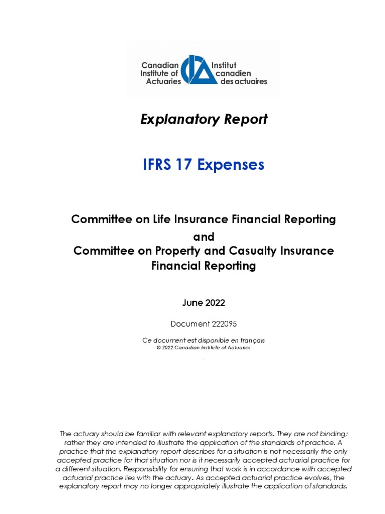IFRS 17 Expenses: Explanatory Report | PDF | Insurance | Expense